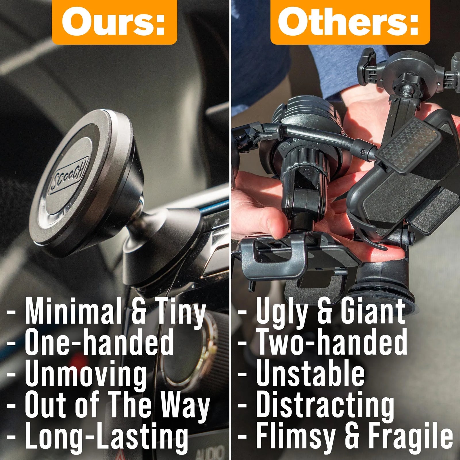 Compact, Universal Magnetic Car Mount - Wingmount by Scooch